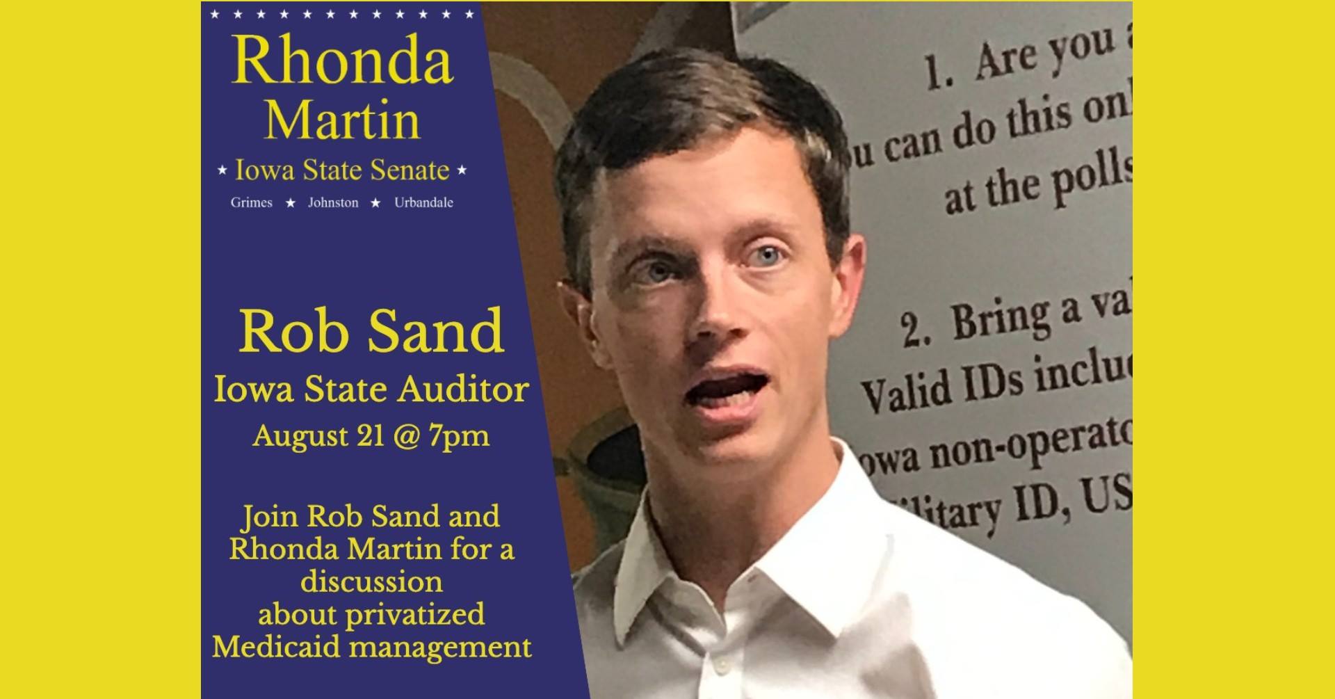 A Conversation with State Auditor Rob Sand, Aug. 21, 7pm – Rhonda ...